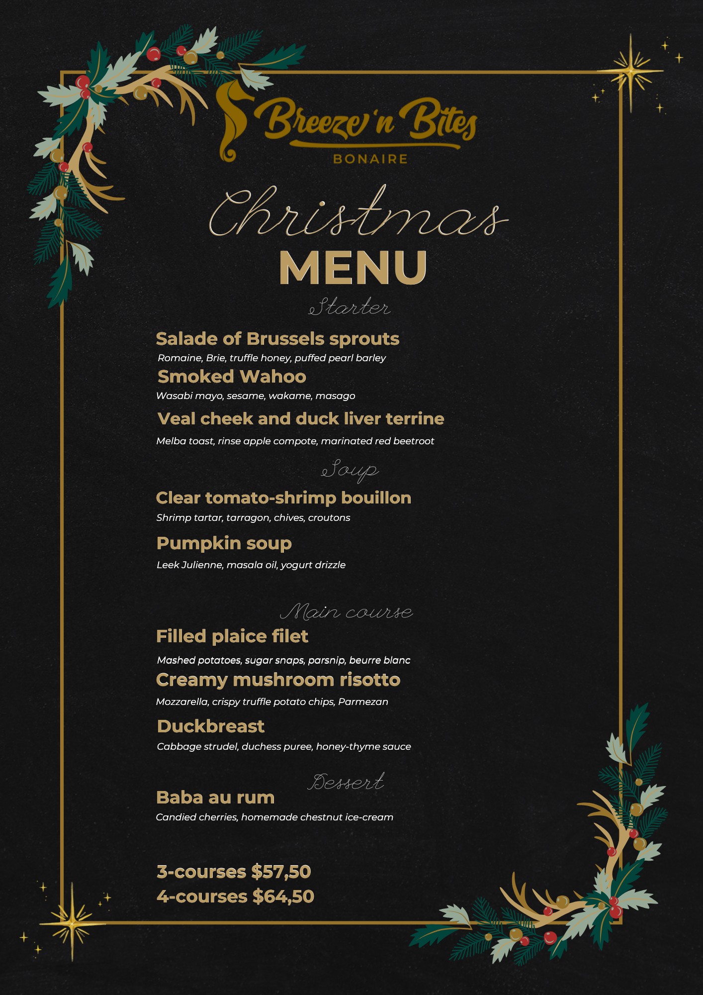 Christmas Menu 2025 at Breeze'n Bites Bonaire - Breeze 'n Bites